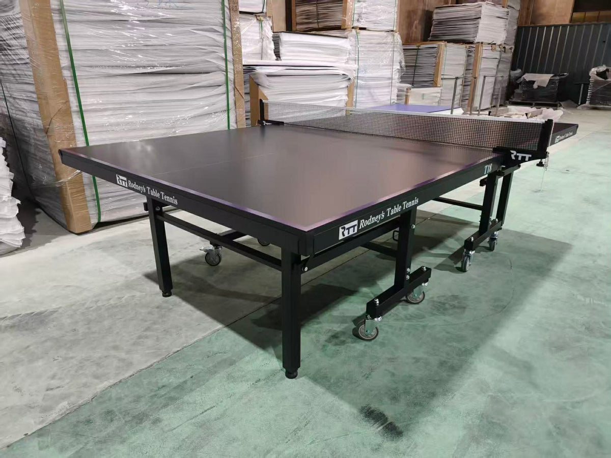 18mm New Design Table Tennis table Black Top Black Legs , fold up play ...